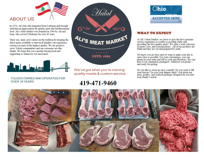 Menu – Ali's Meat Market